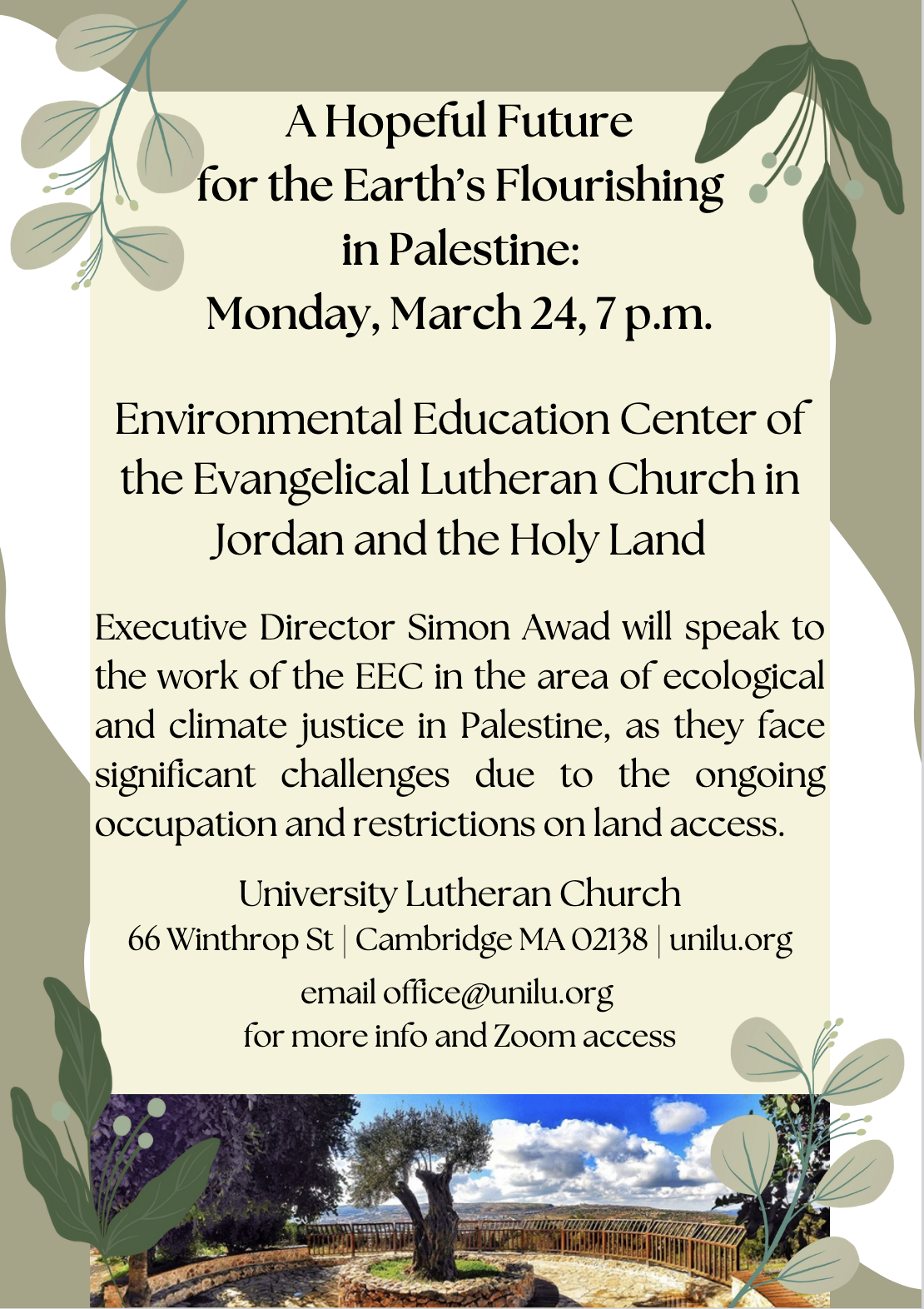 A Hopeful Future for the Earth's Flourishing in Palestine - University ...